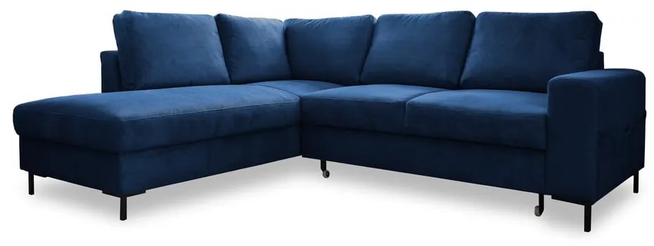Tmavě modrá manšestrová rozkládací rohová pohovka (levý roh) Lofty Lilly – Miuform