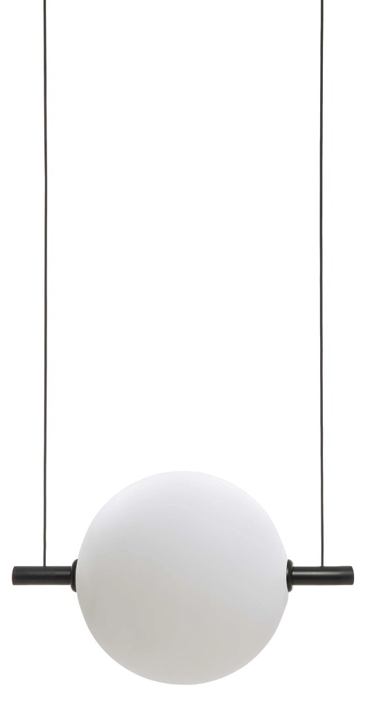 Il Fanale 282.04.NN Alma, závěsné svítidlo z černé mosazi a bílého skla, 7,5W LED 2700K, délka 40cm