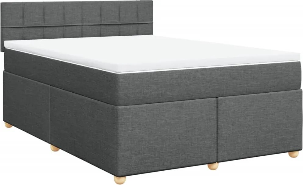 Box spring postel s matrací tmavě šedá 140x200 cm textil 3286704