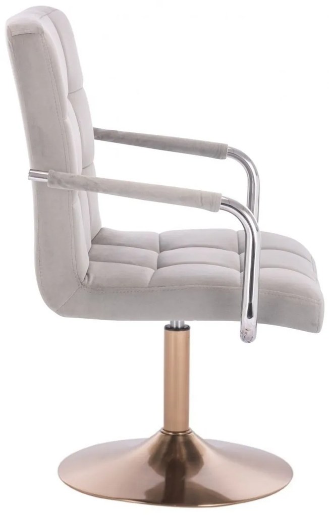 LuxuryForm DESIGN Otočná židle VERONA VELUR na zlatém talíři - světle šedá