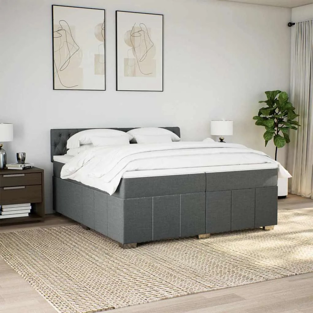 Box spring postel s matrací tmavě šedá 200x200 cm textil 3287183