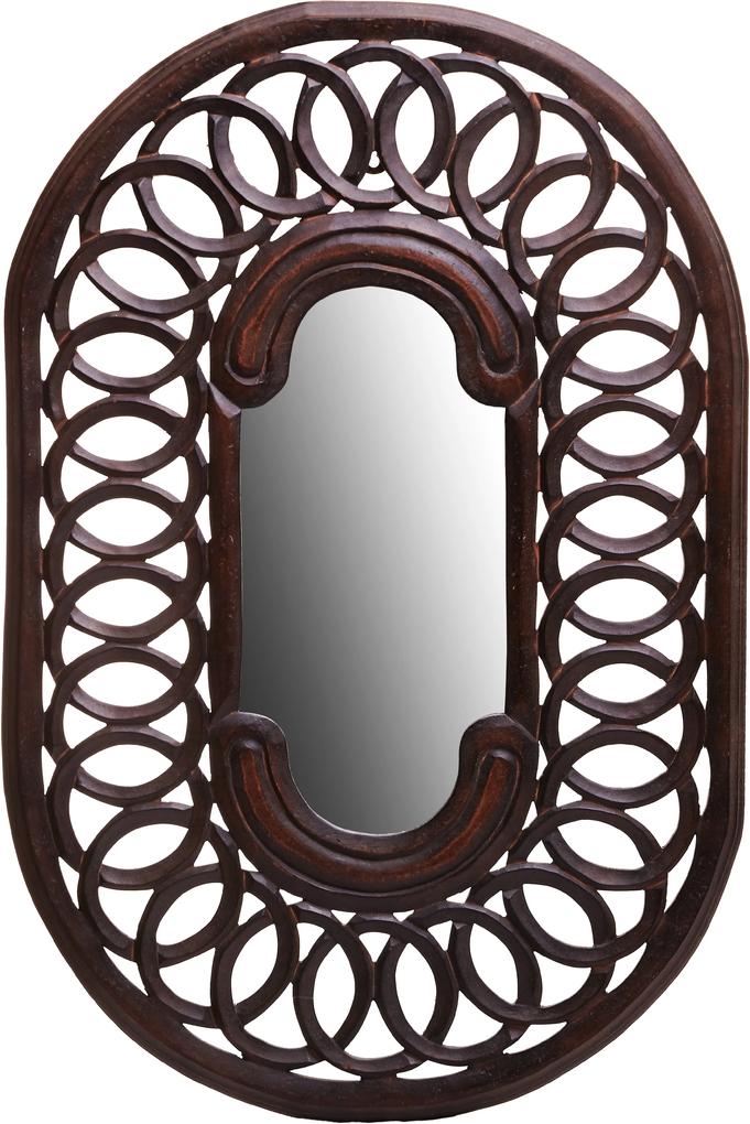 Zrcadlo oválné  v dřevěném rámu