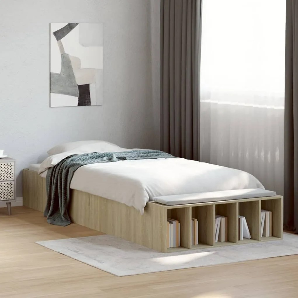 Rám postele dub sonoma 90 x 190 cm kompozitní dřevo 3280617