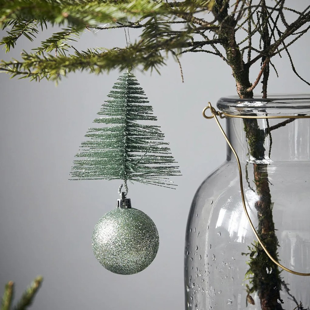 HOUSE DOCTOR Sada 4 ks Zelená vánoční ozdoba Tree & bell 8 cm × 8 cm × 15 cm