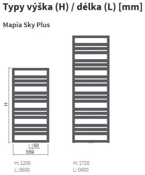 Isan Mapia Sky Plus 1200 x 600 mm koupelnový radiátor bílý