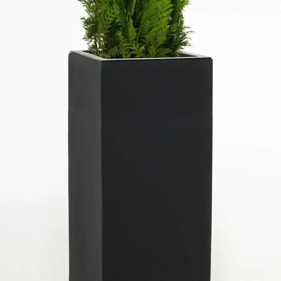 Samozavlažovací květináč BLOCK, výška 100 cm, sklolaminát, antracit