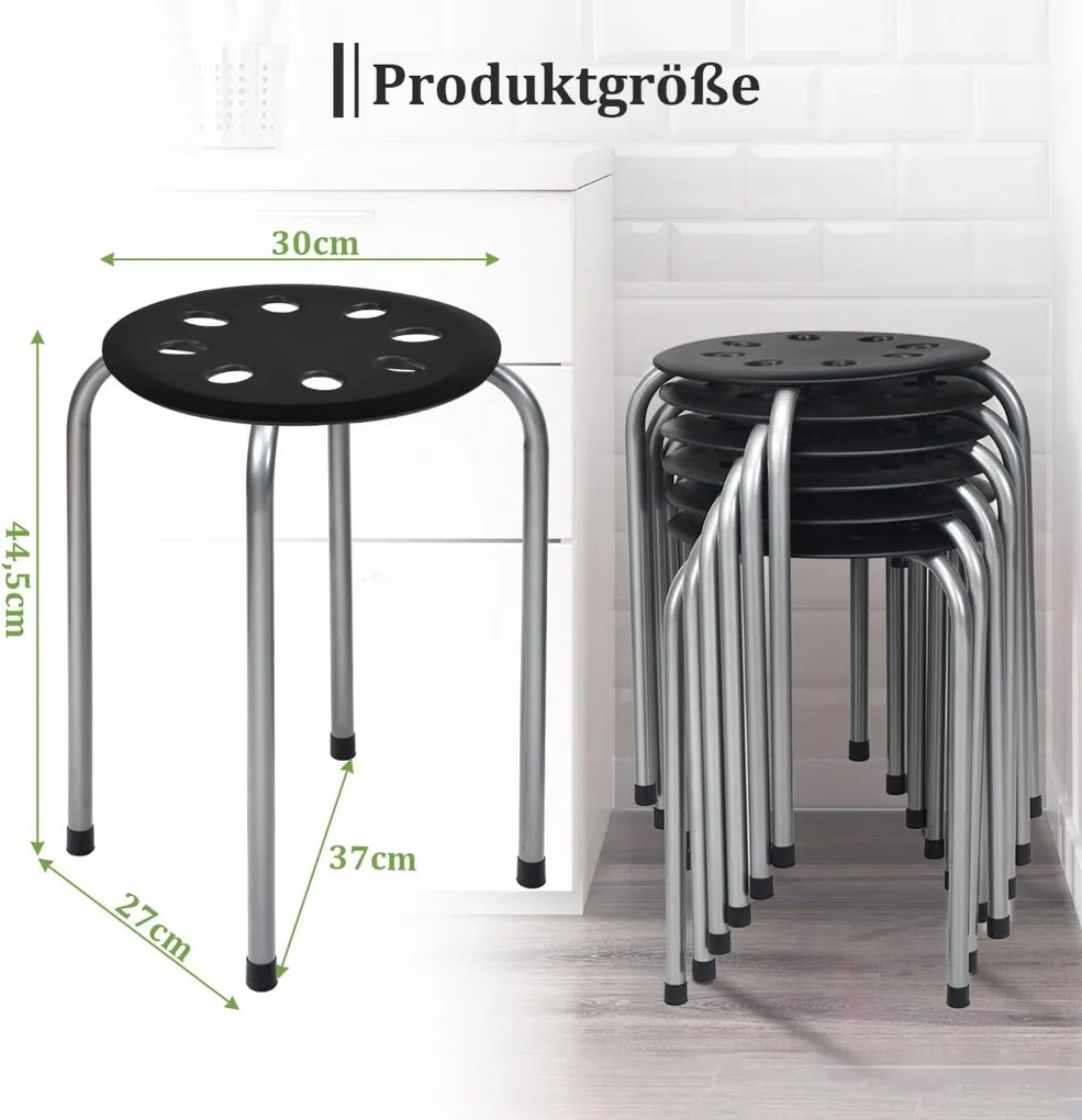 Costway Stohovatelné kovové stoličky 6 Pack s kovovým rámem ve tvaru X kulatým