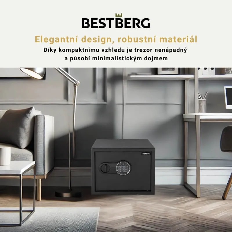 Digitální trezor BestBerg BBSB-2C / 30 x 38 x 30 cm / černá
