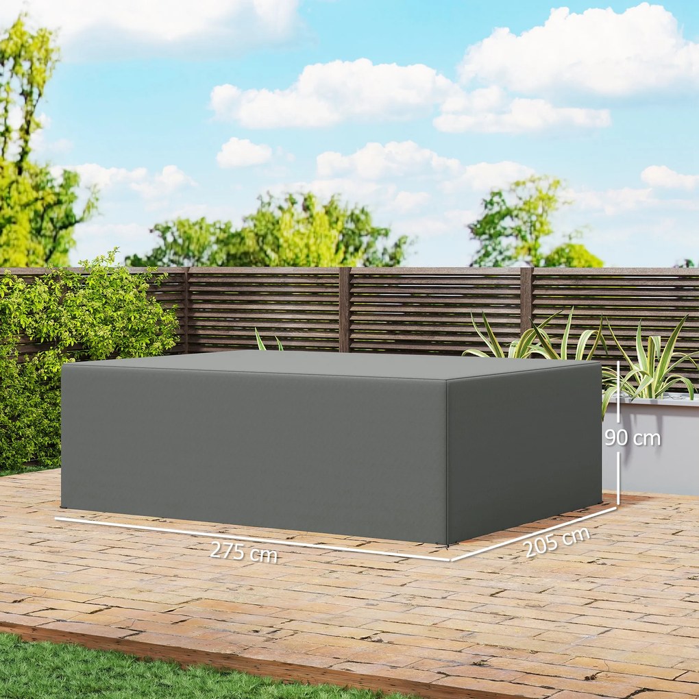 Outsunny Ochranný kryt na zahradní nábytek Zimní nepromokavý kryt Oxfordský kryt 275 x 205 x 90 cm Tmavě šedý