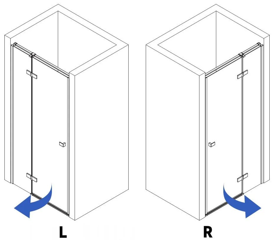 Jednokřídlé sprchové dveře REA ATLAS LEVÉ 120 cm, zlatá kartáčovaná/transparent - bez vaničky