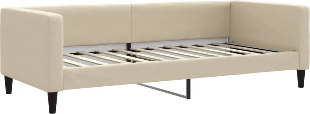 Válenda s přistýlkou a zásuvkami krémová 90 x 200 cm textil 3196618