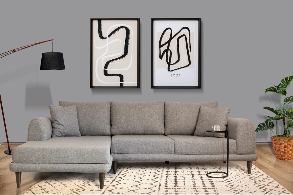 Hanah Home Čtyřmístná pohovka NERO šedá levá 250 cm