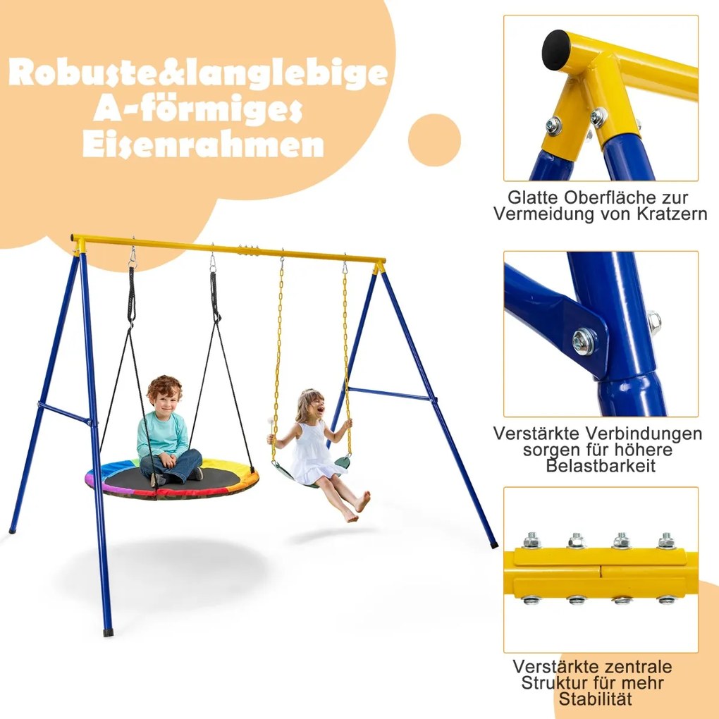 Costway Rám houpačky s dvojitým otočným kovovým rámem A-frame modrá +