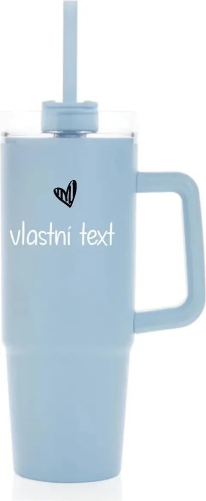 Vlastní text na cestovní termosku s průhledným víčkem