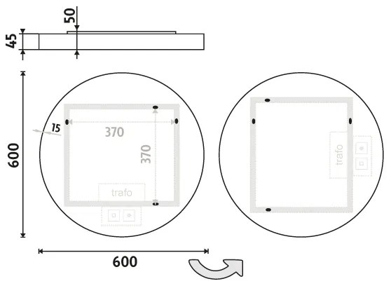 Nimco Bílé LED zrcadlo pr. 600 se dvěma dotykovými senzory - ZPB 31000RVX-05