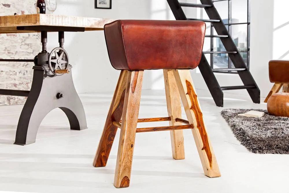 Dřevěné barové židle a stoličky s polstrem z kůže | BIANO