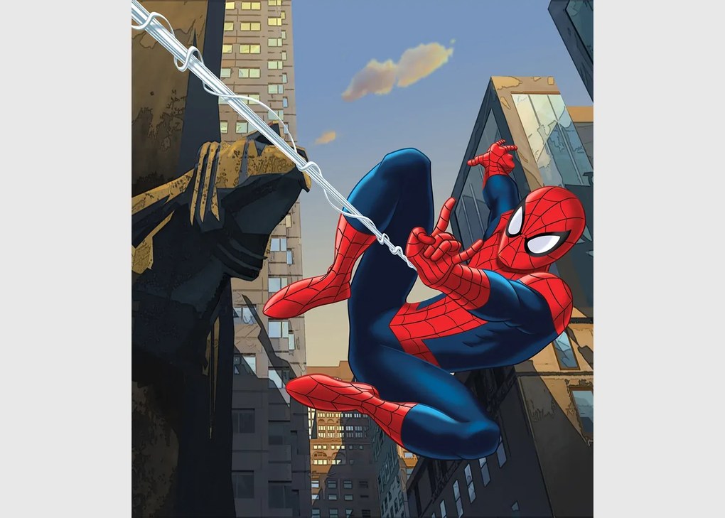 Dětská vliesová fototapeta na zed' Marvel Létající Spider-Man, Disney | 180 x 202 cm | DFTDNXL 5119
