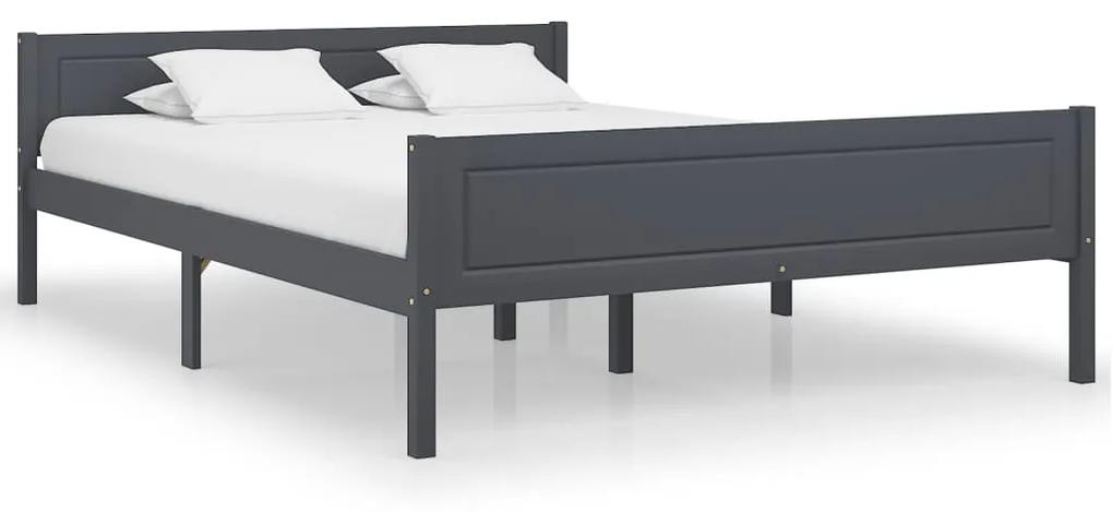 Rám postele masivní borové dřevo šedý 160 x 200 cm,  322128
