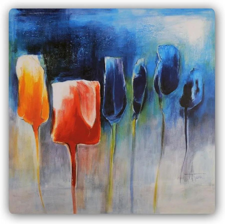 CARO Kovový obraz - Colorful Tulips 50x50 cm