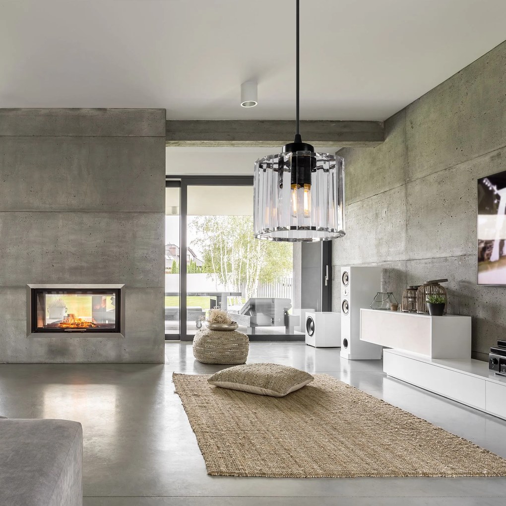 Toolight, křišťálová závěsná lampa E27 60W APP511-1CP, černá, OSW-08551