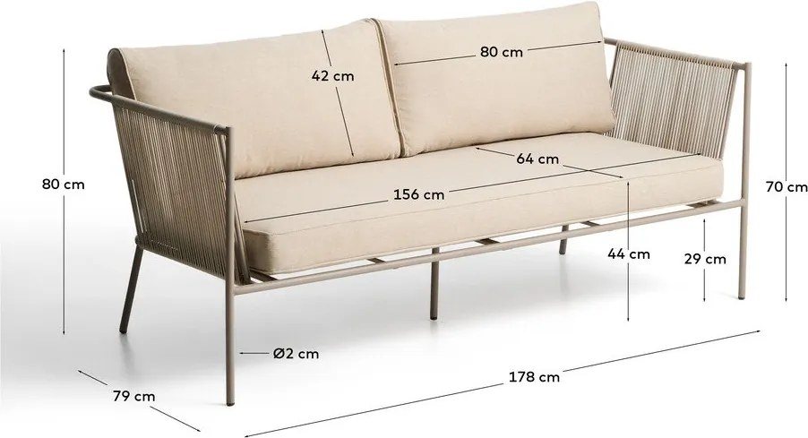 Béžová čalouněná zahradní pohovka Zivia – Kave Home