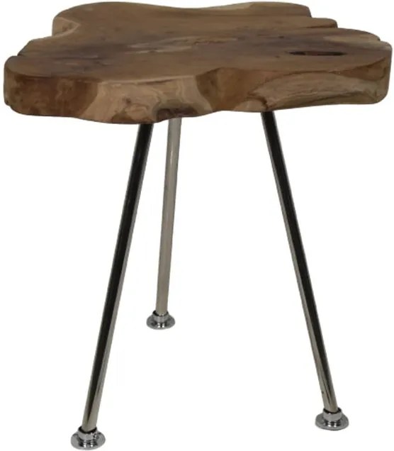 Odkládací stolek s deskou z teakového dřeva HSM collection Tribe, ⌀ 40 cm