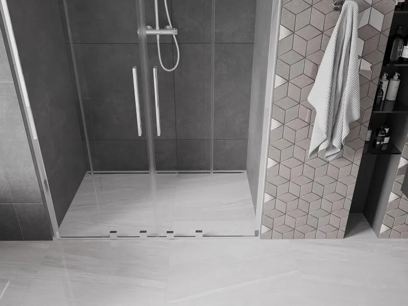 Mexen Velar L Duo, posuvné sprchové dveře do otvoru 140 cm, 8mm čiré sklo, chromová, 871-140-003-02-01