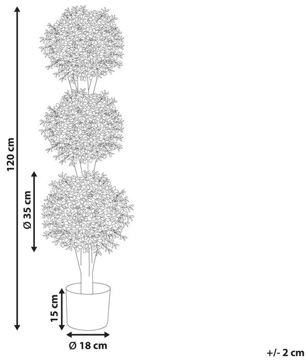 Umělá rostlina v květináči 120 cm BUXUS BALL TREE Beliani