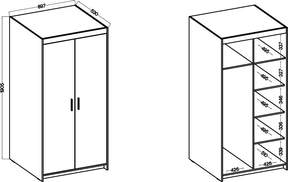 FALCO Šatní skříň Enja 2D Odstín: Dub olejovaný