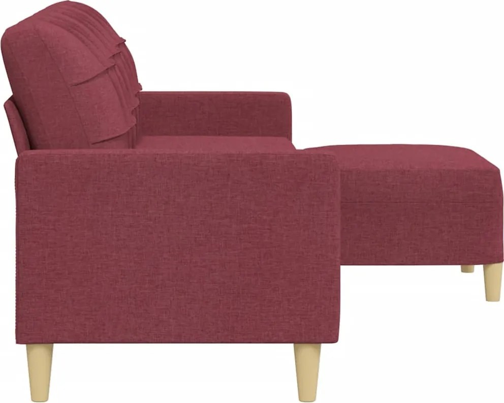 3místná pohovka s podnožkou vínová 210 cm textil 3278255