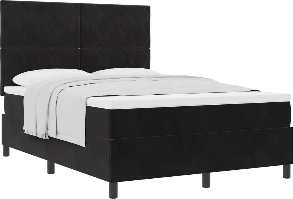 Postel s boxspringem s čelo Černý 160 x 200 cm samet 3339910