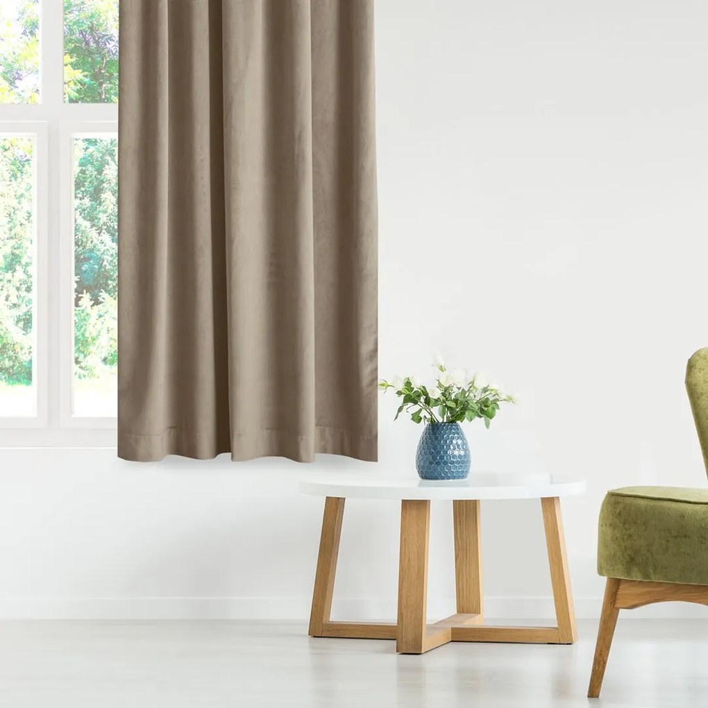 Závěs Homede Vila s řasící páskou Wave 7 cm béžový