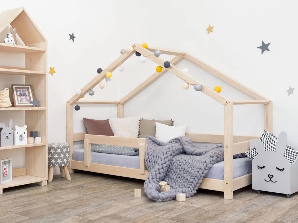 MAXMAX Dětská domečková postel z masivu 160x80 cm LUCKY se zábranami