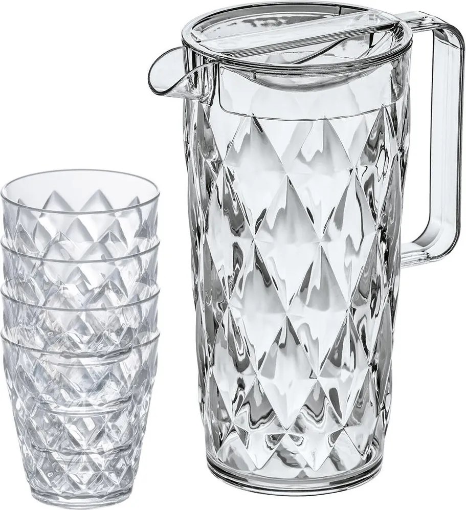 Sklenice koziol sada sklenic 250 ml 4 ks se džbánem 1,6 l crystal křišťálově čirá