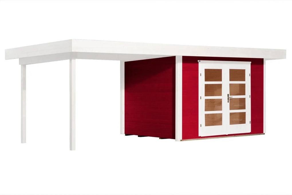 Weka Designový zahradní domek Komfort 126 Plus vel. 2 B šv. červená 590 x 300 cm