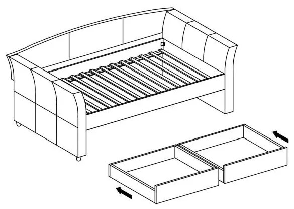 Šedá čalouněná postel LANTA 90 x 200 cm