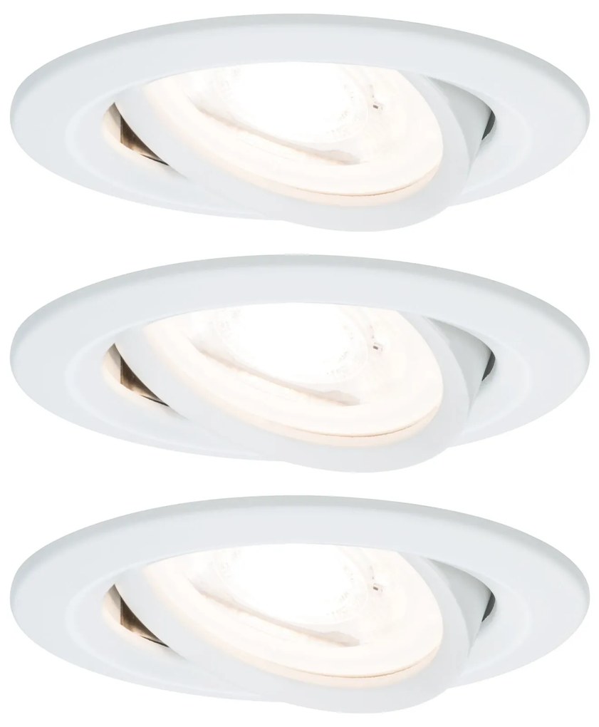 Paulmann 93467 LED Nova round, set kulatých bodovek v bílé úpravě, 3x6,5W LED 2700K GU10, 3 krokové stmívání, prům.8,4cm