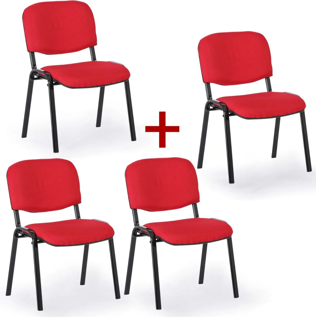 Konferenční židle VIVA PLUS 3+1 ZDARMA - černé nohy, červená