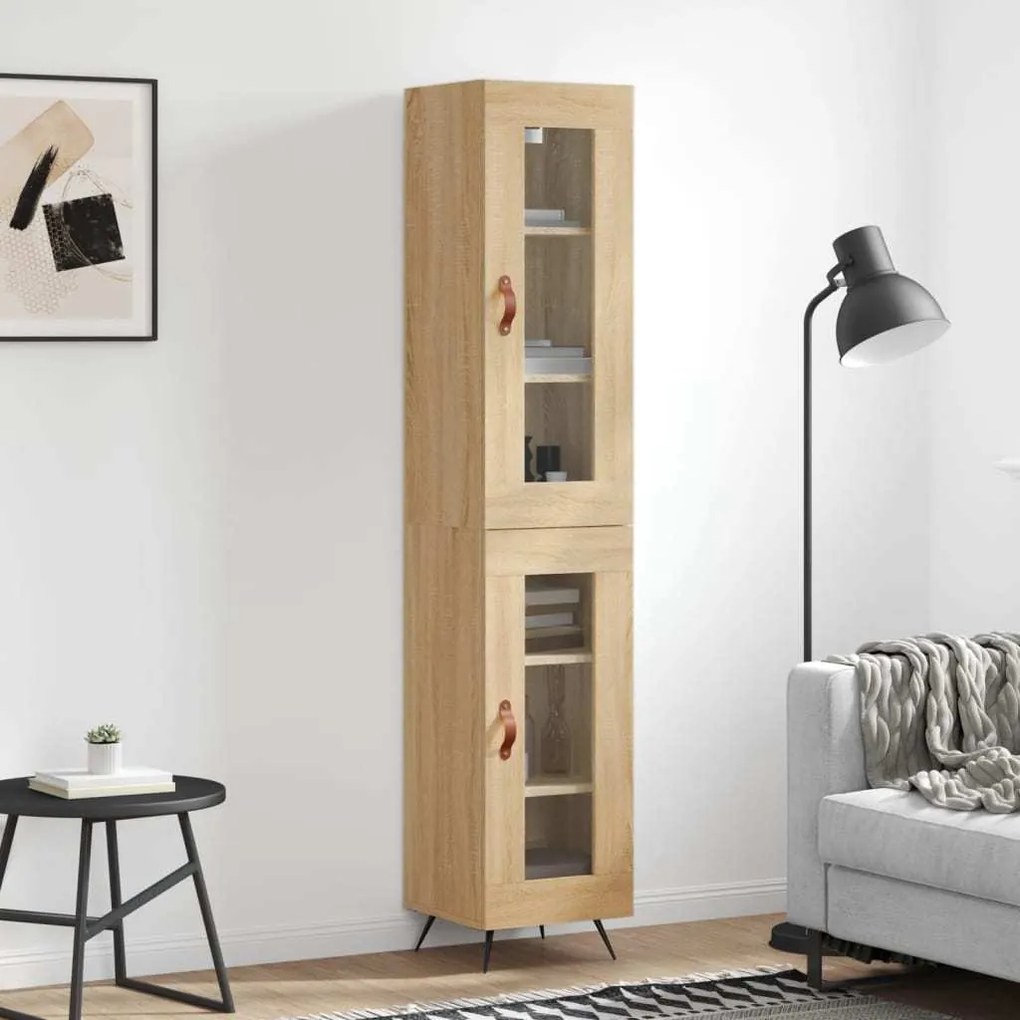 vidaXL Skříň highboard 34,5 x 34 x 180 cm kompozitní dřevo [3199404] Barva: bílá s vysokým leskem