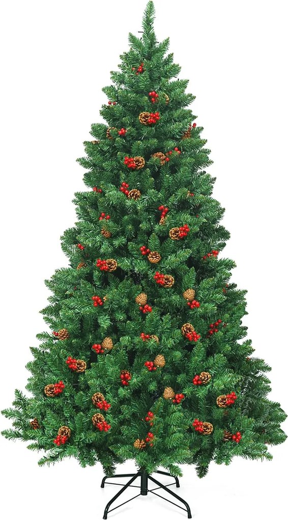 Costway Umělý vánoční stromek 200 cm Vánoční stromek s 1100 větvemi a prémiovým