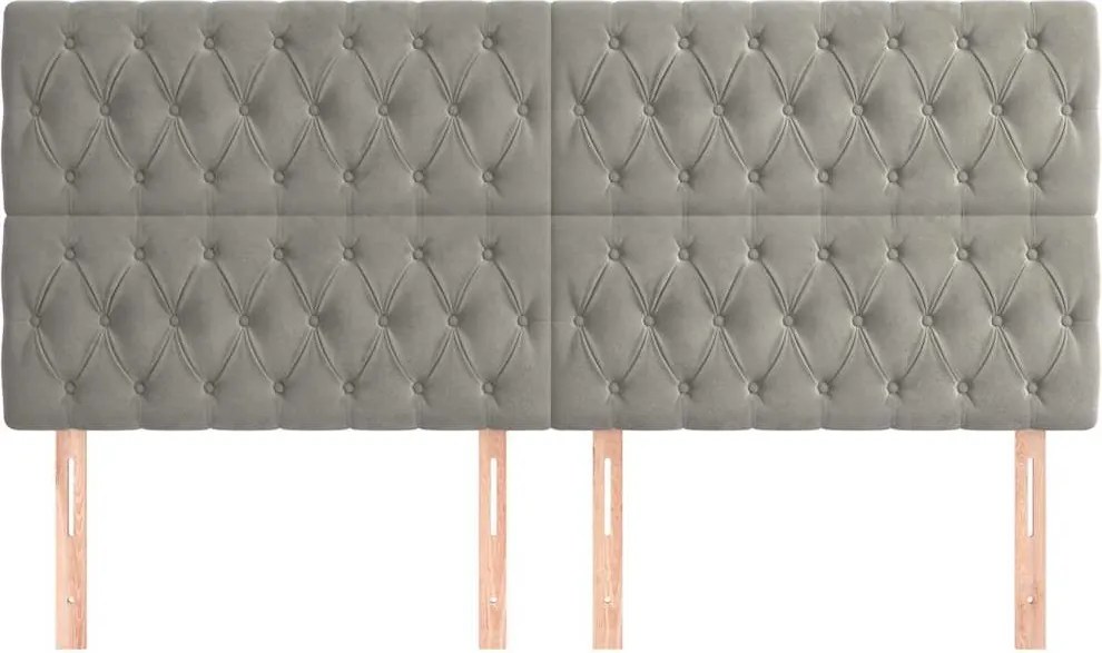 Čelo postele světle šedé 200 x 7 x 118/128 cm sametové 3116734