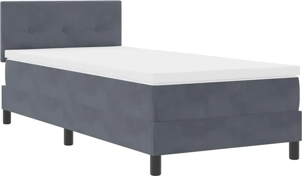 Postel s boxspringem s čelo Tmavě šedá 90 x 200 cm samet 3339147