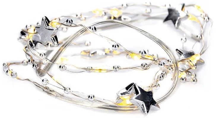 Solight LED vánoční řetěz s hvězdami, 1m, stříbrný Solight 1V215