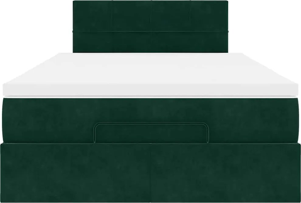 Osmanský rám postele s matrací tmavě zelená 120x200cm samet 3312617