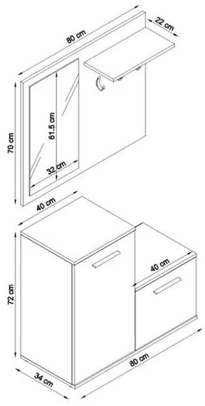 Předsíňový set Monti (dub sonoma)