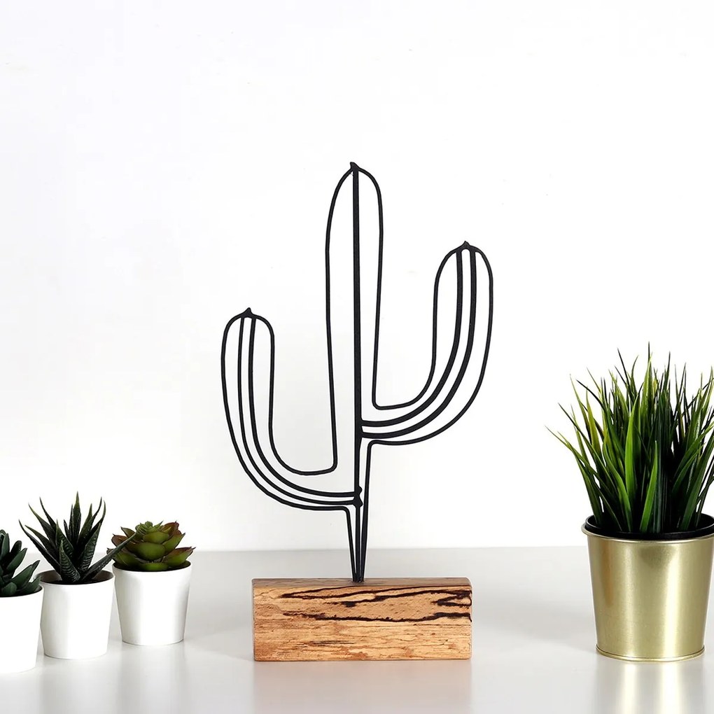 Kovová dekorace Cactus 37 cm černá