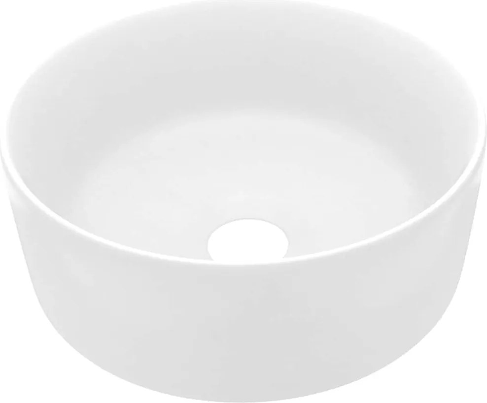 Luxusní umyvadlo kulaté matné bílé 40 x 15 cm keramické 147009