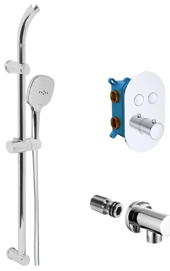 Mereo Mereo, Vanový set s termostatickou podomítkovou tlačítkovou baterií - 2-cestná - oválný kryt, CB60106TB1