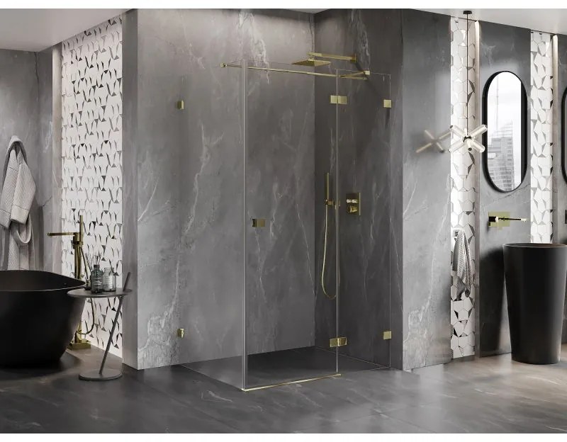 Mexen Lunar T, sklopný sprchový kout pravý 115 x 70 cm, 8mm čiré sklo, zlatý profil, 834T-115-070-50-00-P