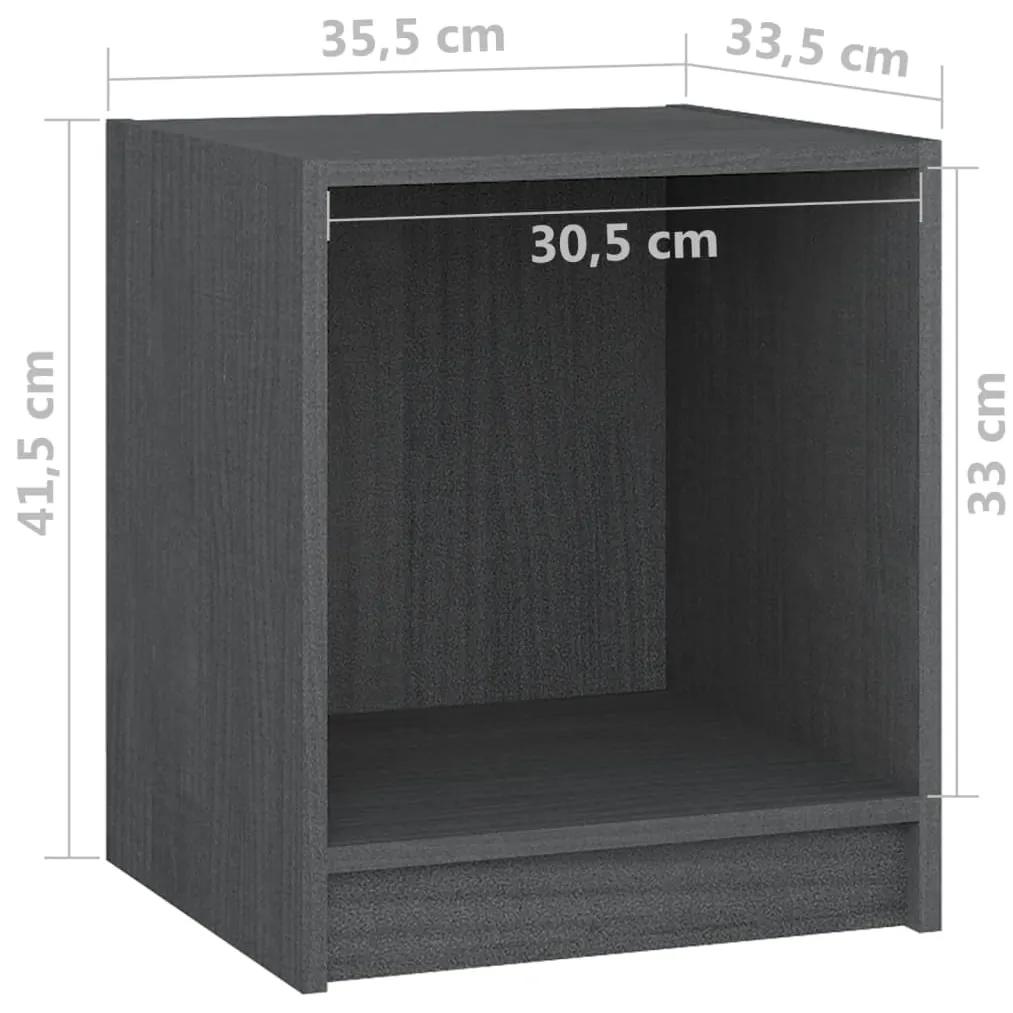 Noční stolky 2 ks šedé 35,5x33,5x41,5 cm masivní borové dřevo - Default Title